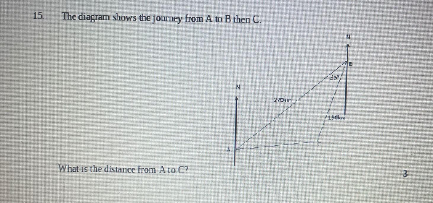 Solved 15. The diagram shows the journey from A to B then C. | Chegg.com