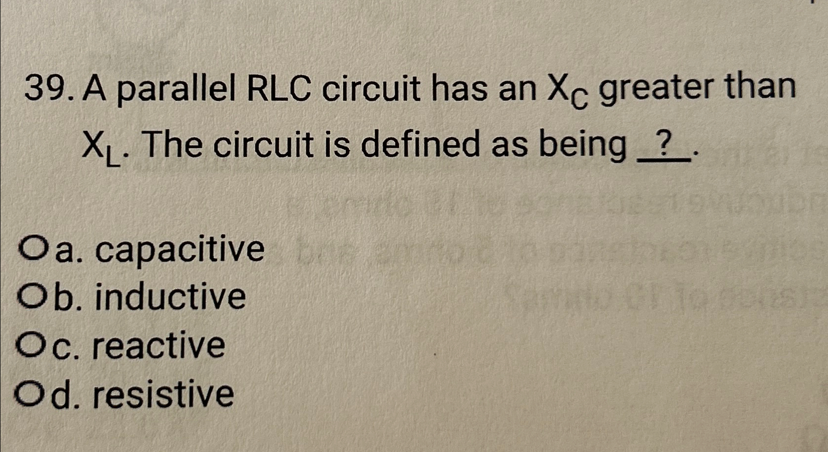 Solved A parallel RLC circuit has an xC ﻿greater than xL. | Chegg.com