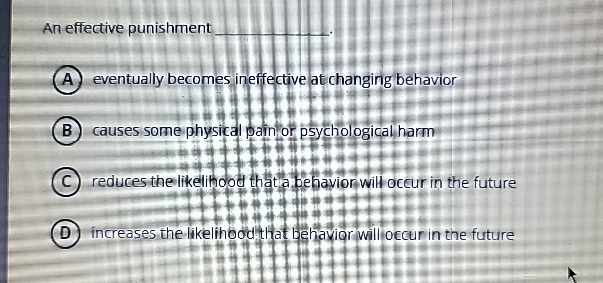 Solved An effective punishment q,A eventually becomes | Chegg.com