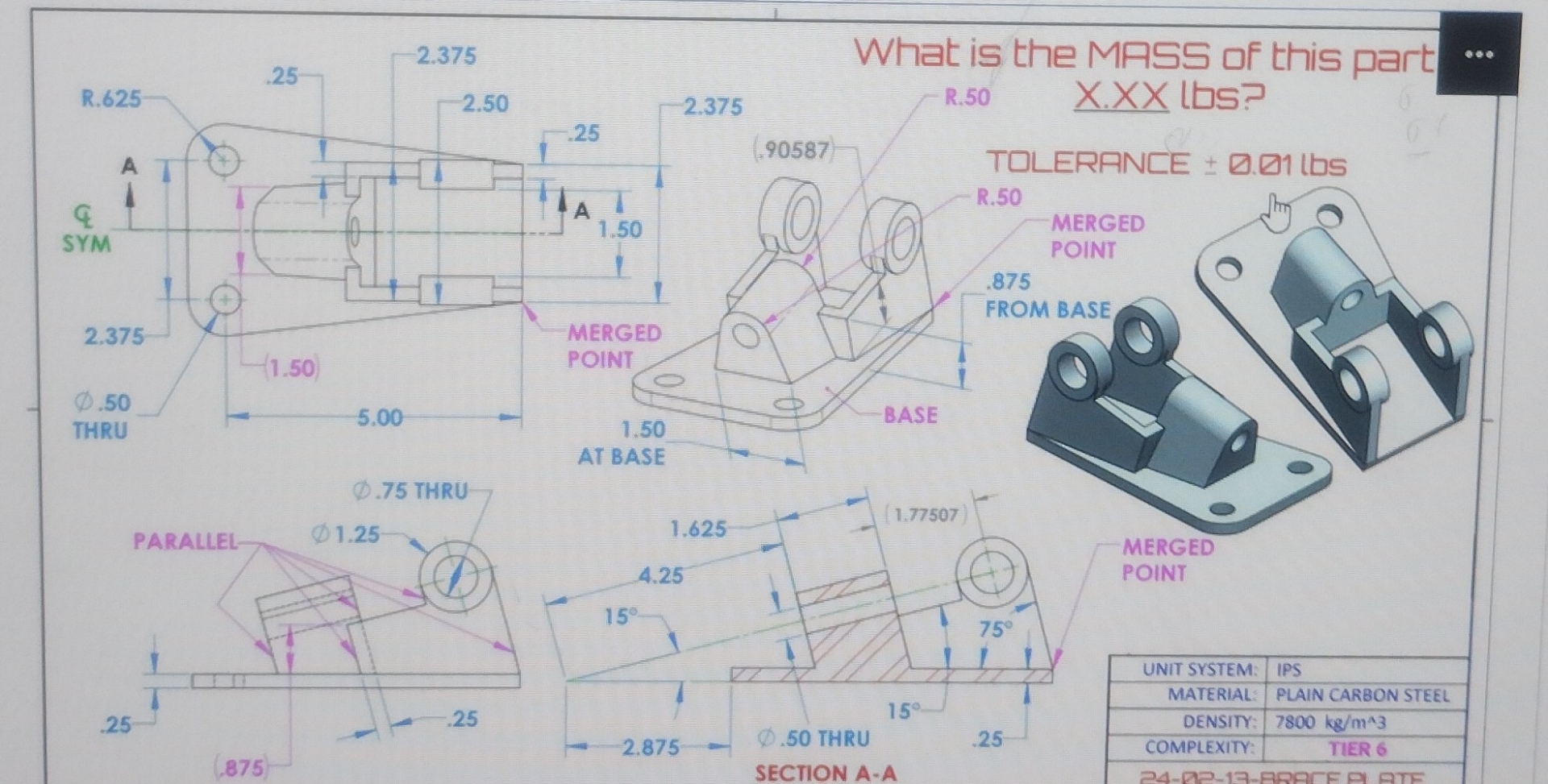 Solved help me model this part on solidworks 2019-2020 ﻿step | Chegg.com