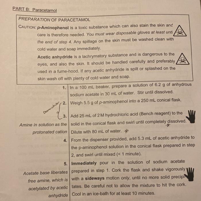 Solved PART B: Paracetamol PREPARATION OF PARACETAMOL | Chegg.com