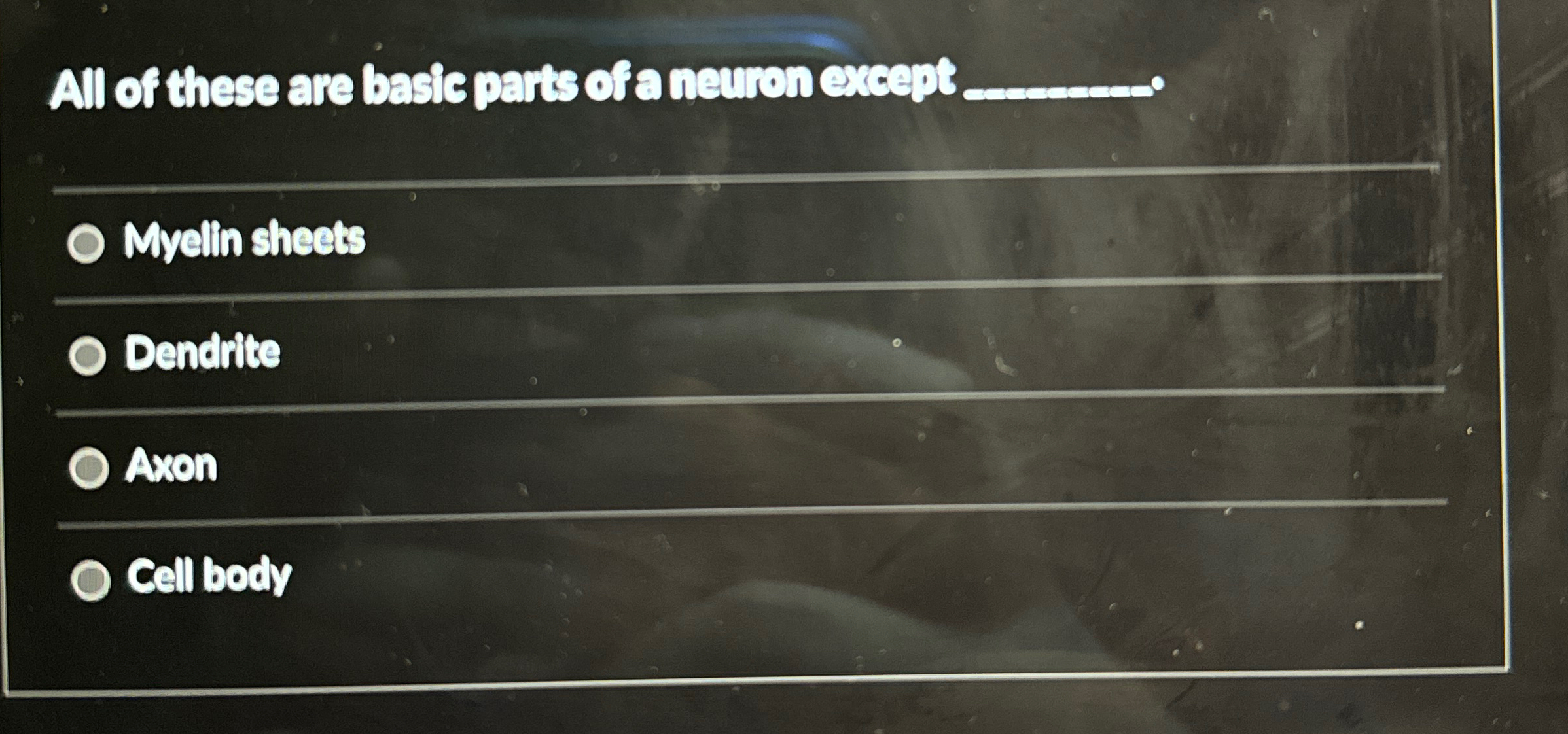 Solved All of these are basic parts of a neurion except | Chegg.com