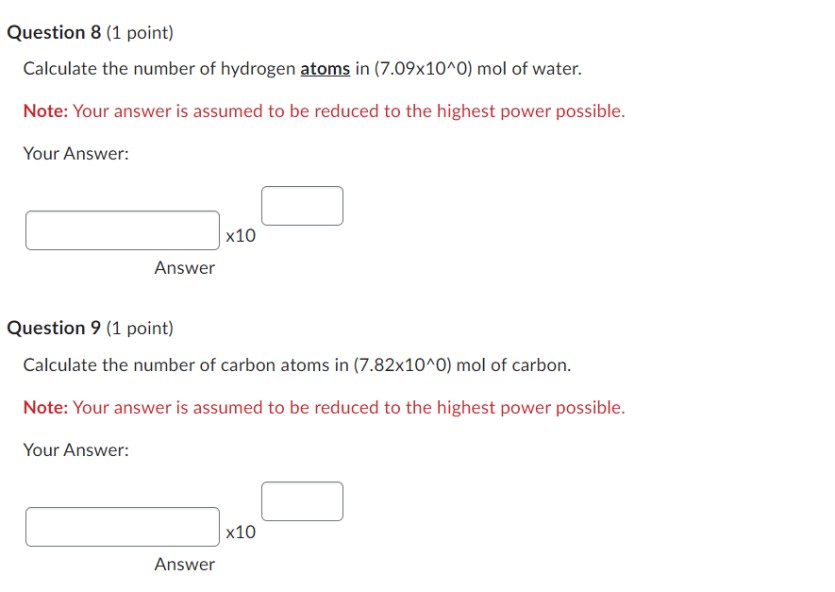 Solved Question 8 (1 ﻿point)Calculate the number of hydrogen | Chegg.com