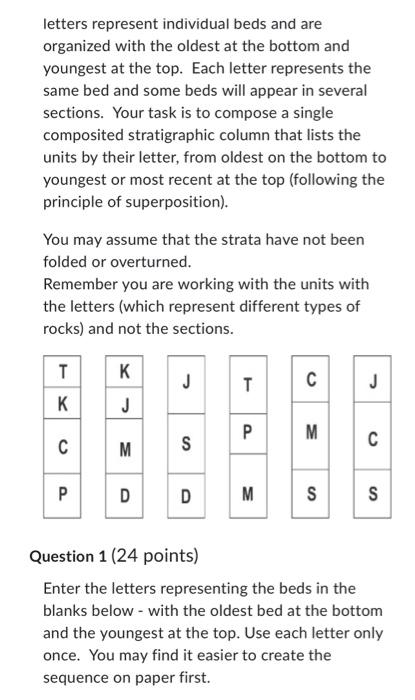 Solved Enter the letters representing the beds in the blanks | Chegg.com