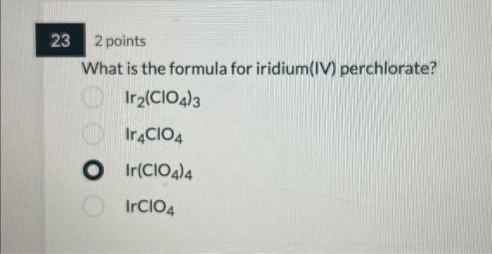 Solved 2 points What is the formula for iridium(IV) | Chegg.com