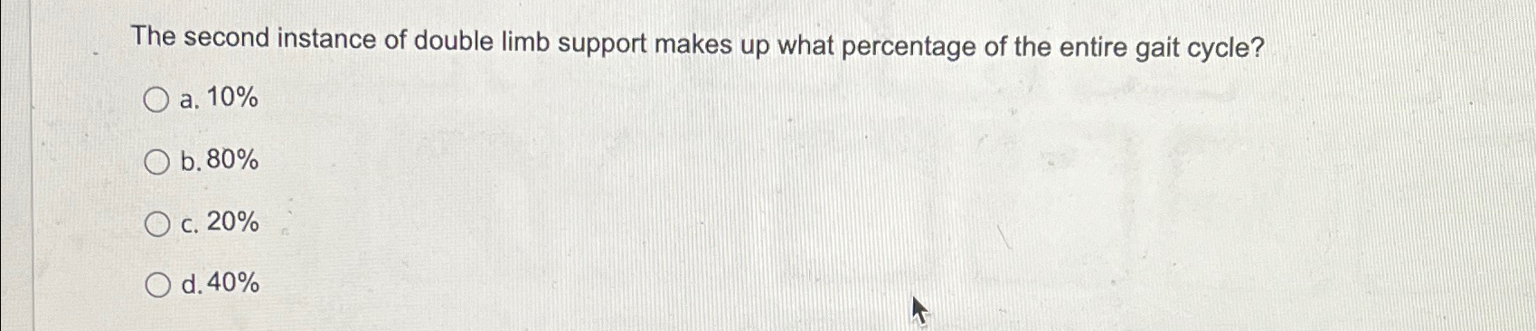 Solved The second instance of double limb support makes up | Chegg.com