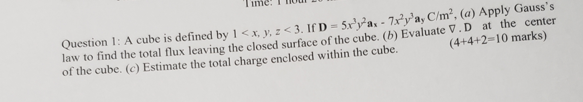 Solved Question 1: A cube is defined by | Chegg.com