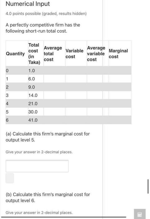 Numerical Input 4.0 points possible (graded, results | Chegg.com