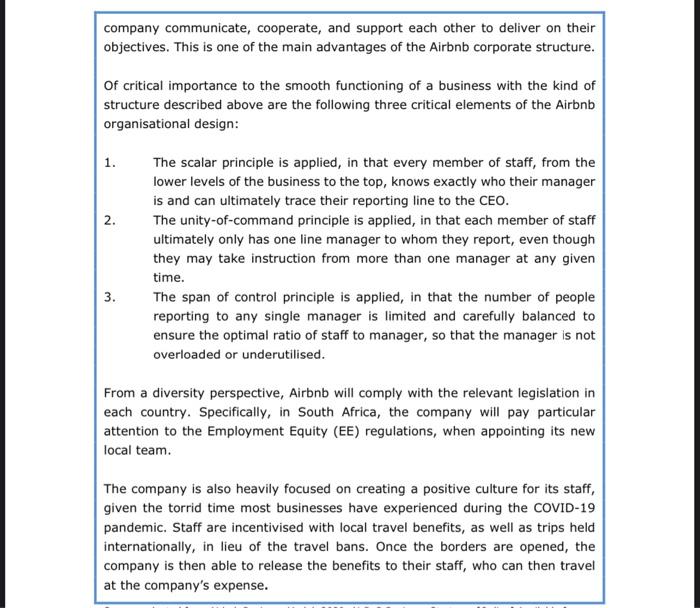 Solved Airbnb business model and organisational structure | Chegg.com