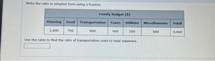 Solved Write the ratio in simplest form using a fraction. | Chegg.com