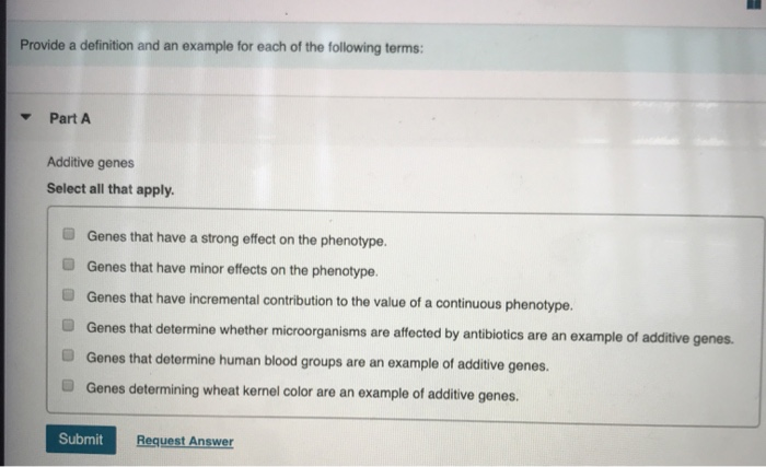 Solved Provide a definition and an example for each or the | Chegg.com