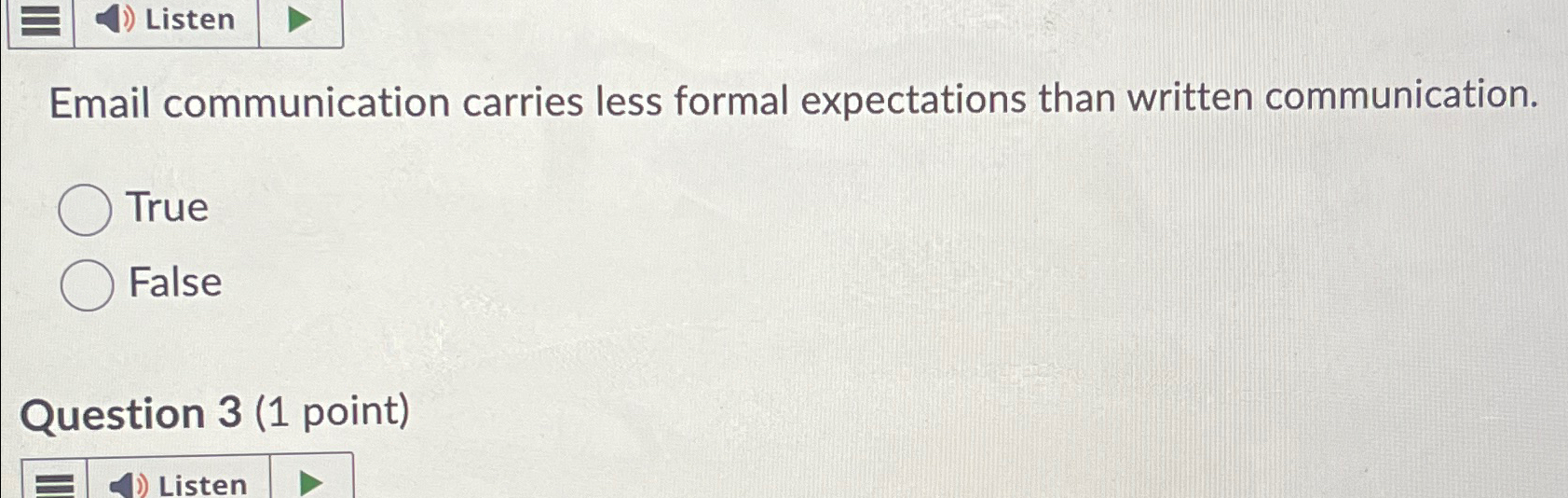 Solved ListenEmail communication carries less formal | Chegg.com