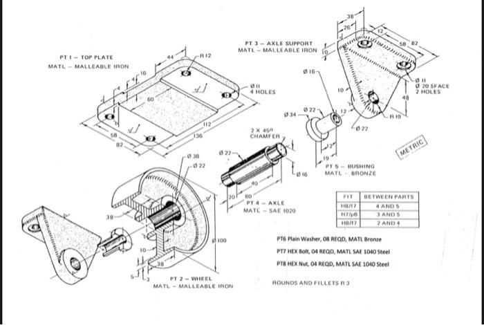 Solved 2-07 PMは 58 PT 3-AXLE SUPPORT MATL-MALLEABLE IRON To | Chegg.com