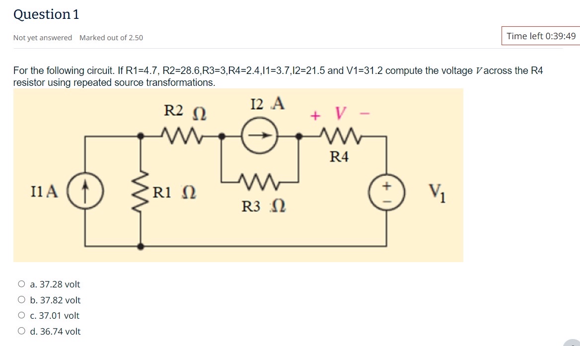 Solved Question1Not yet answered Marked out of 2.50Time left | Chegg.com