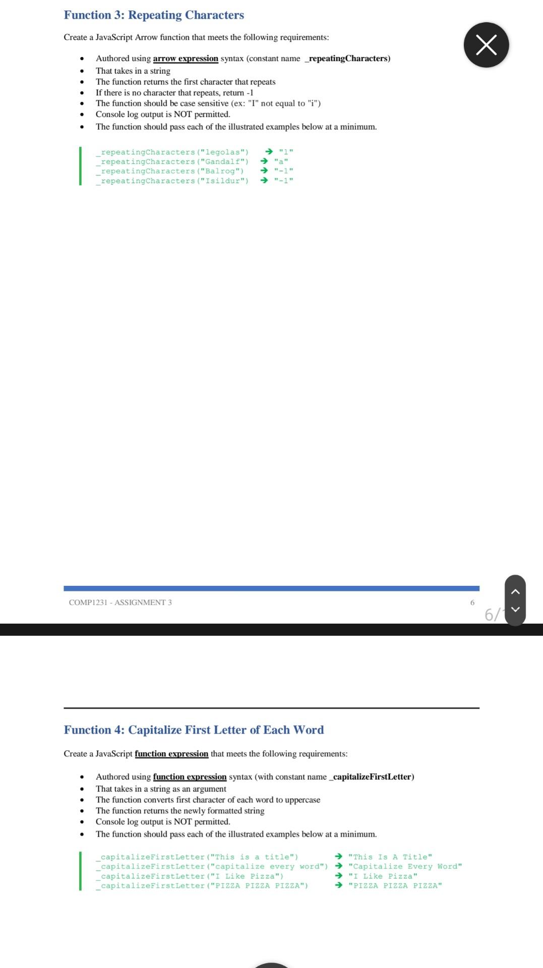Solved Function 1: Swap Characters Create a JavaScript Arrow | Chegg.com