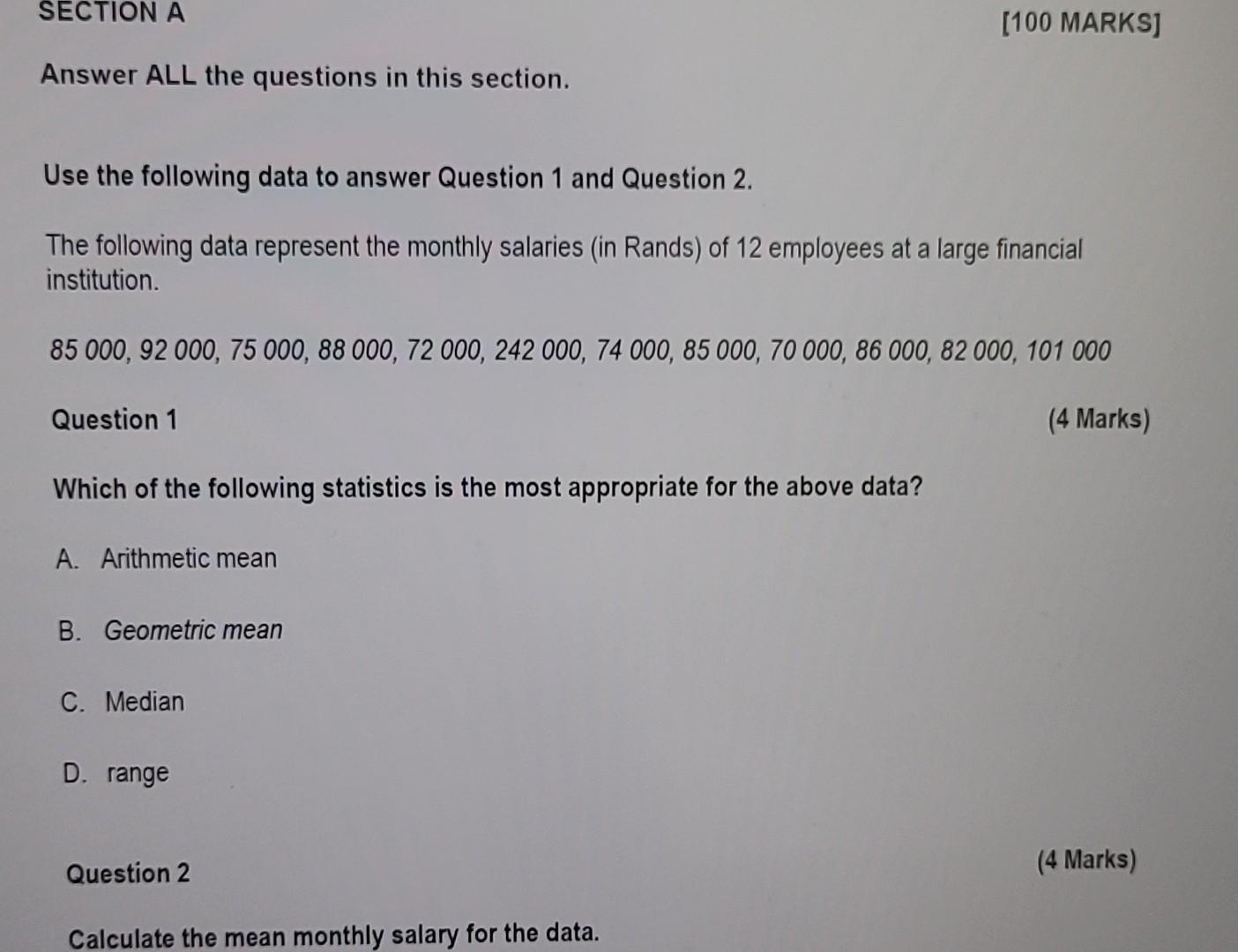 Solved Answer ALL the questions in this section. Use the | Chegg.com