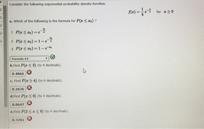 Solved Consider the following exponential probability | Chegg.com