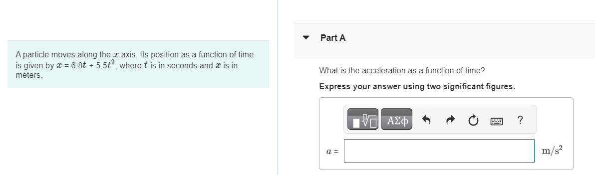 Solved Part AA particle moves along the x ﻿axis. Its | Chegg.com