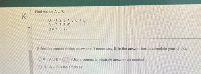 Solved Find the setA∪B | Chegg.com