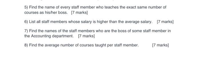 Solved Question A. (50 marks) A database schema consisting | Chegg.com