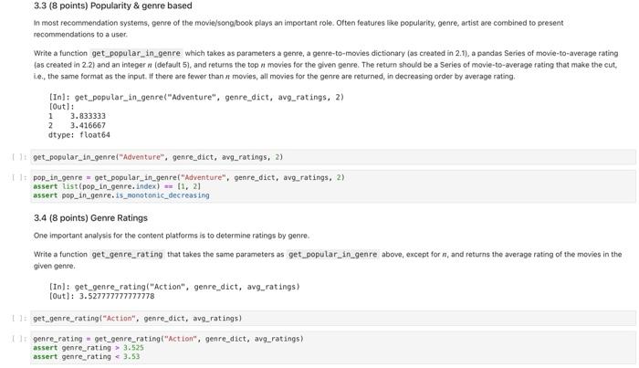 Solved In most recommendation systems, genre of the | Chegg.com