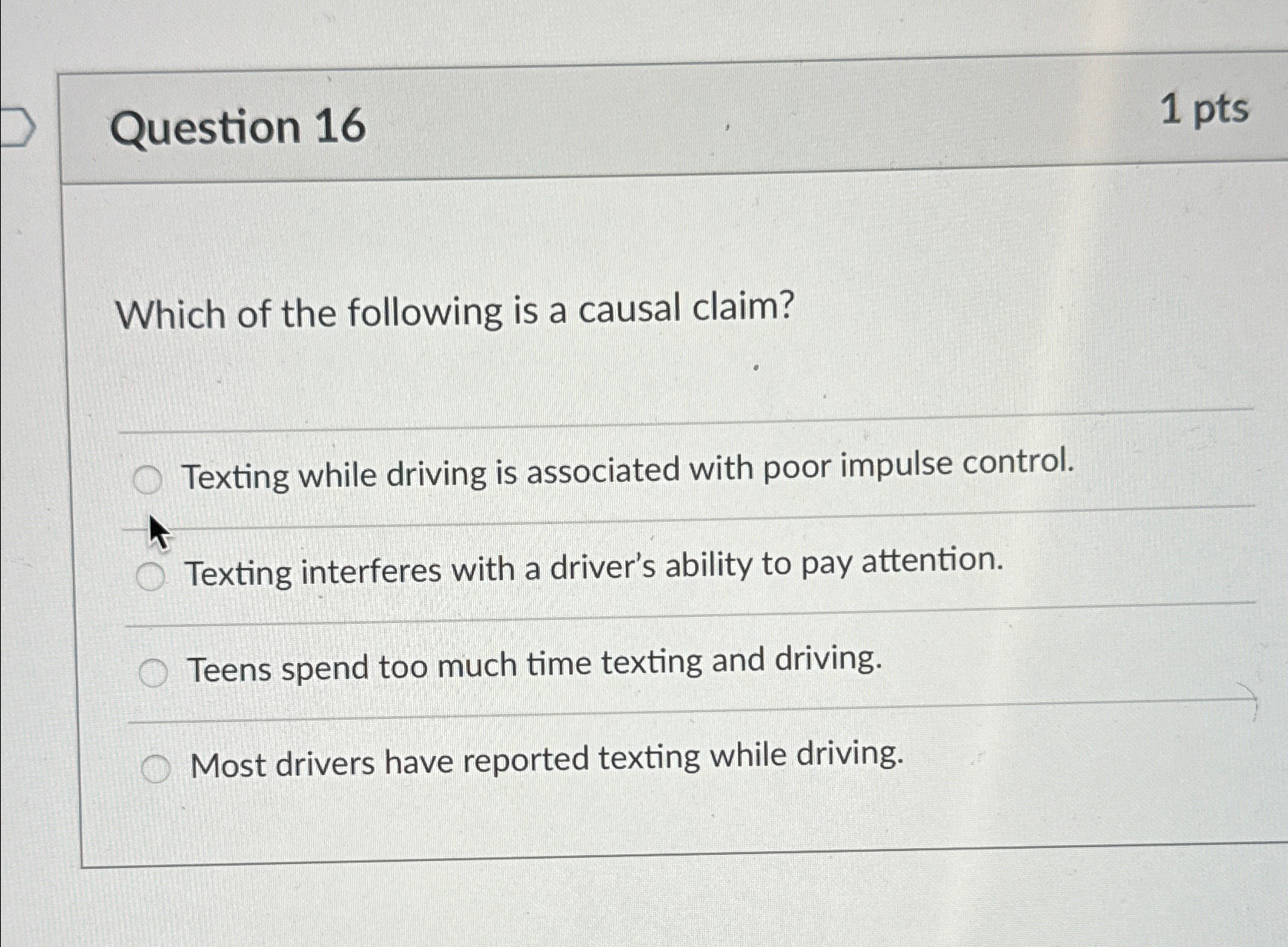 Solved Question 161ptsWhich of the following is a causal | Chegg.com