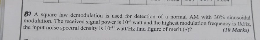 Solved B) ﻿A square law demodulation is used for detection | Chegg.com