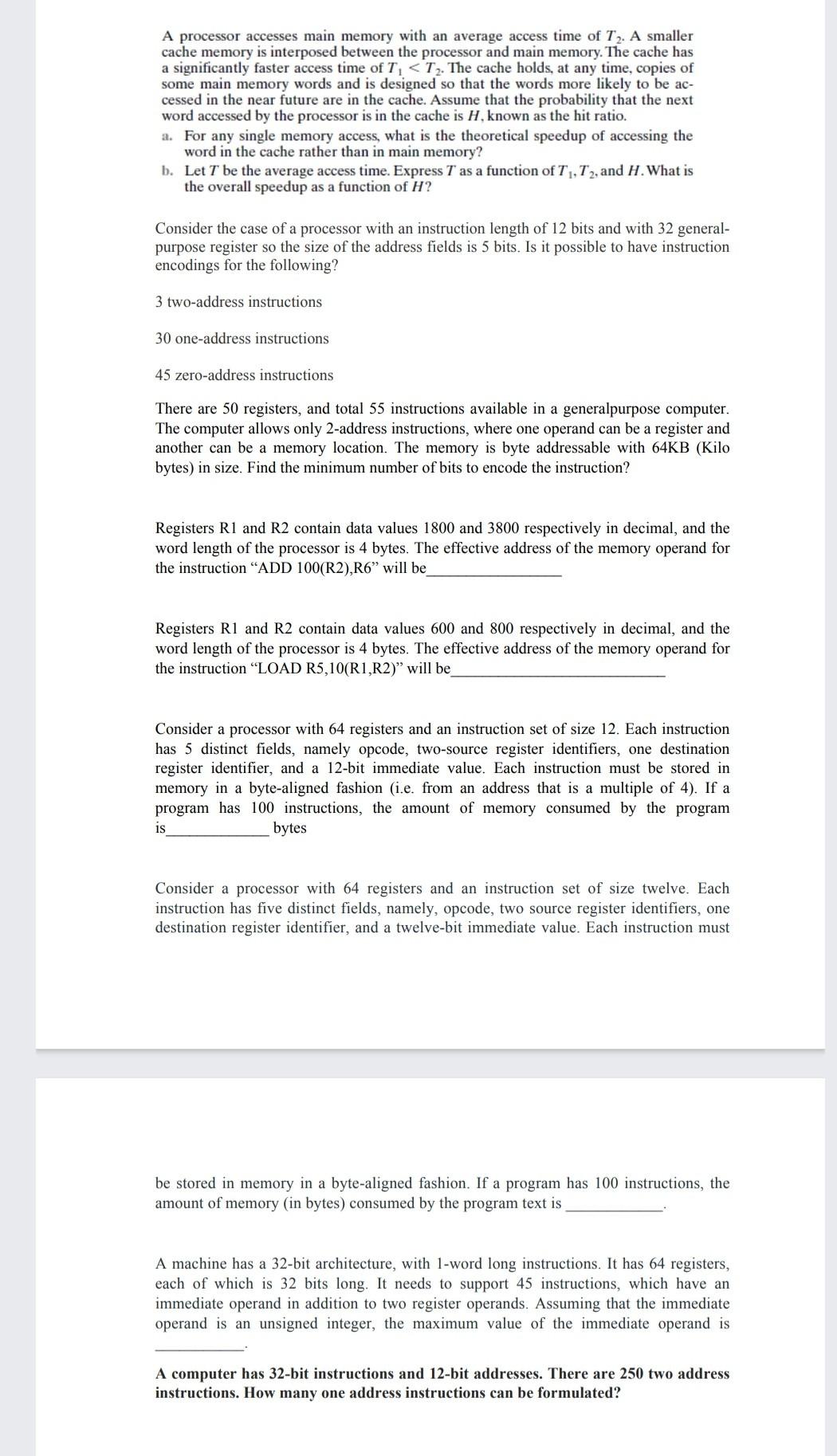 Solved Assignment-1 A benchmark program is run on a 40 MHz | Chegg.com