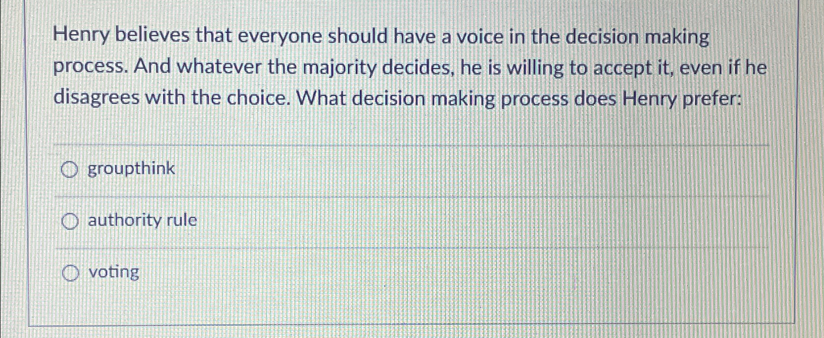 Solved Henry believes that everyone should have a voice in | Chegg.com
