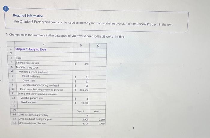 Solved Required information The Chapter 6 Form worksheet is | Chegg.com