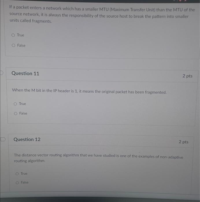 Solved If a packet enters a network which has a smaller MTU | Chegg.com