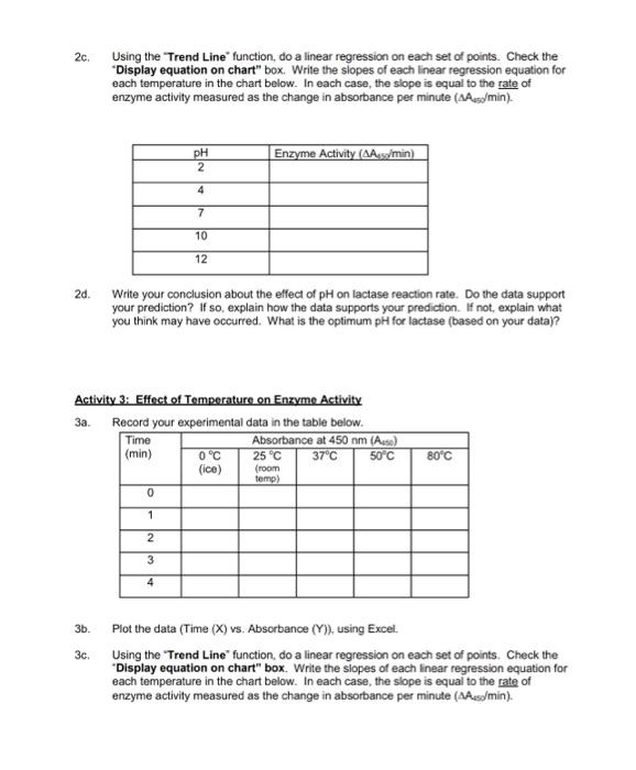 Solved 2c. Using the "Trend Line" function, do a linear | Chegg.com