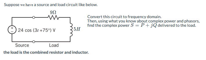 Solved Suppose we have a source and load circuit like below. | Chegg.com
