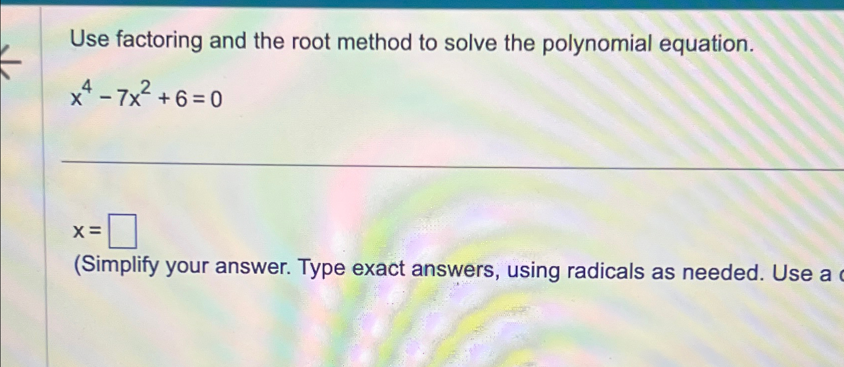 Solved Use factoring and the root method to solve the | Chegg.com