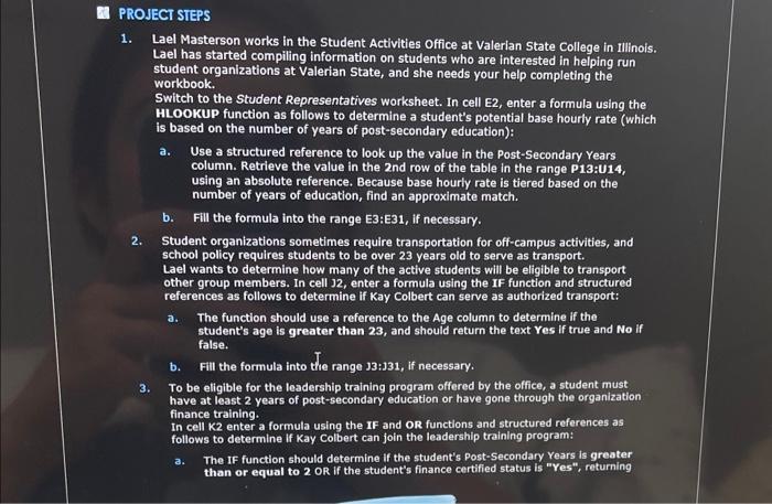 Solved 1. Lael Masterson works in the Student Activities | Chegg.com