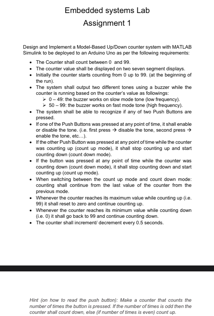 Solved Embedded systems LabAssignment 1Design and Implement | Chegg.com