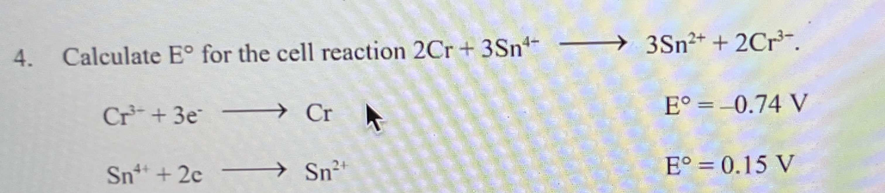 Solved Calculate E° ﻿for the cell reaction | Chegg.com