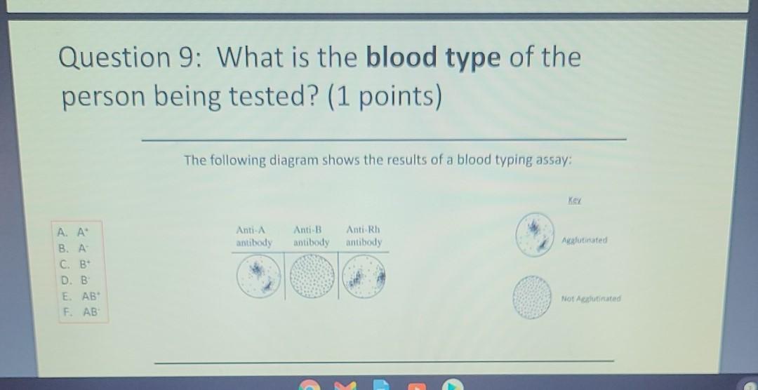 Solved Question 9: What is the blood type of the person | Chegg.com