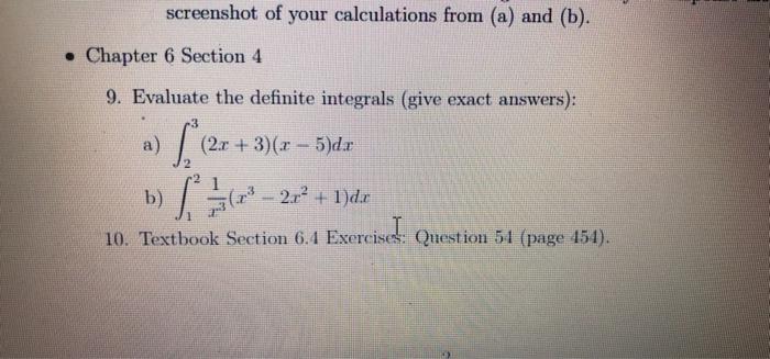 Solved screenshot of your calculations from (a) and (b). . | Chegg.com