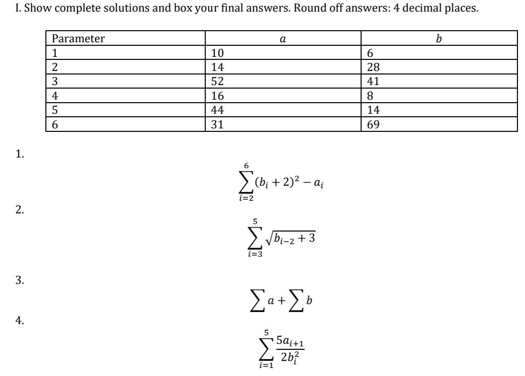Solved I. Show complete solutions and box your final | Chegg.com