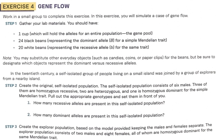 Solved . EXERCISE 4 GENE FLOW Work in a small group to | Chegg.com