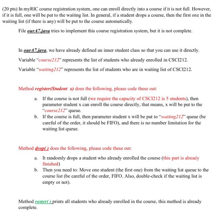 Solved (20 pts) In myRIC course registration system, one can | Chegg.com