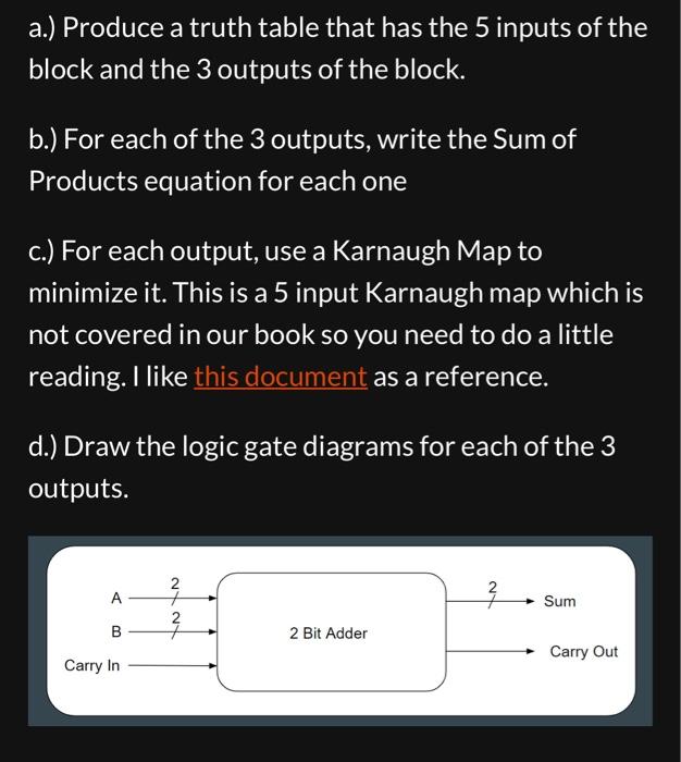 Solved a.) Produce a truth table that has the 5 inputs of | Chegg.com