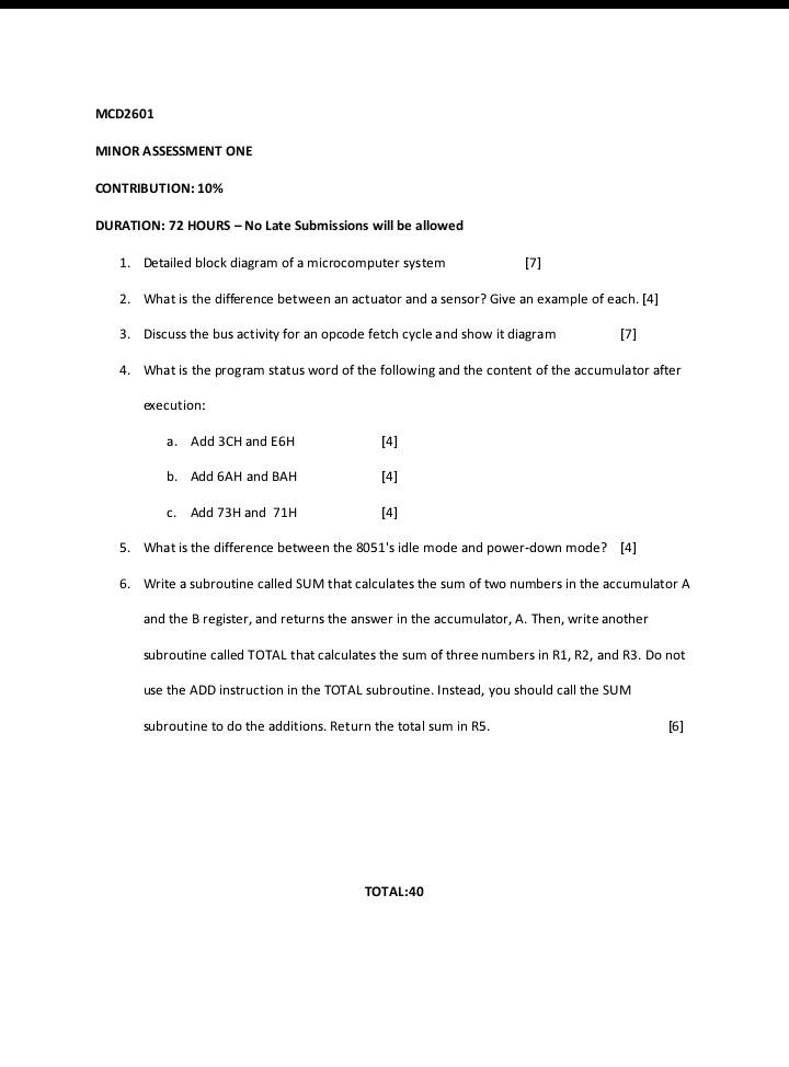 Solved 4. What is the program status word of the following | Chegg.com