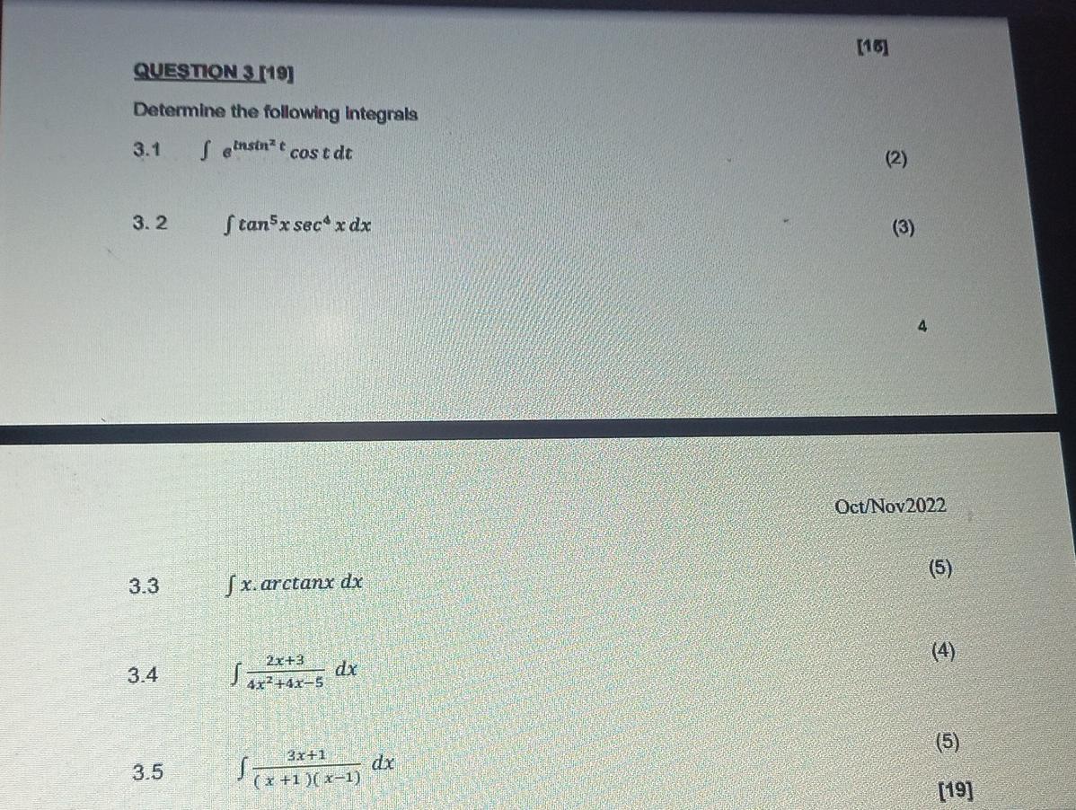 Solved [16] QUESTION 3 [19] Determine the following | Chegg.com