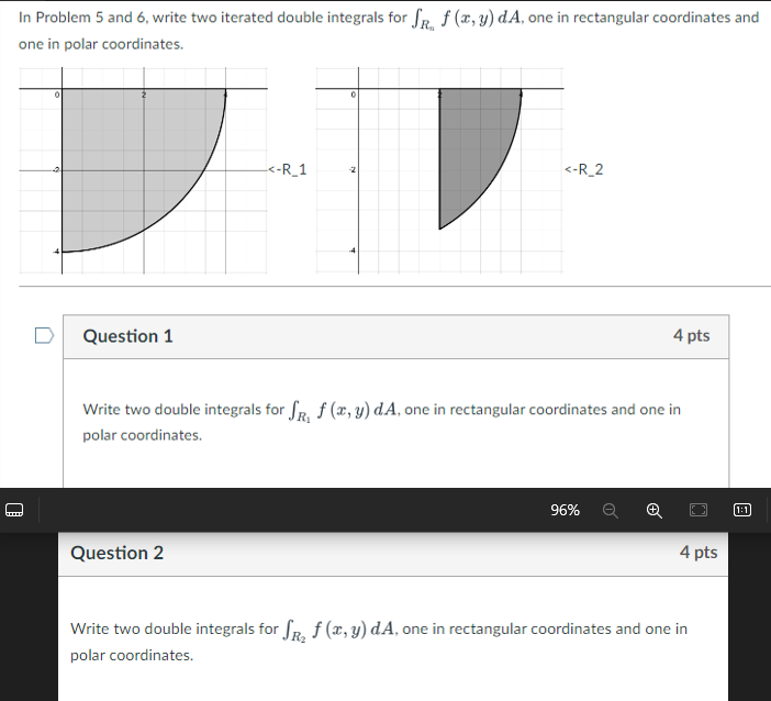 Solved Question 1 ﻿Write two double integrals for | Chegg.com