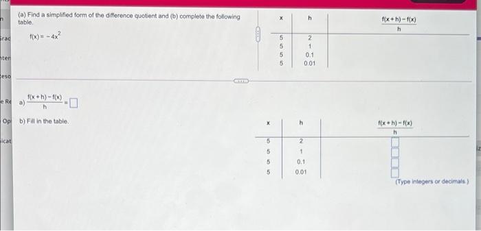 Solved in (e) Find a simplified form of the difference | Chegg.com