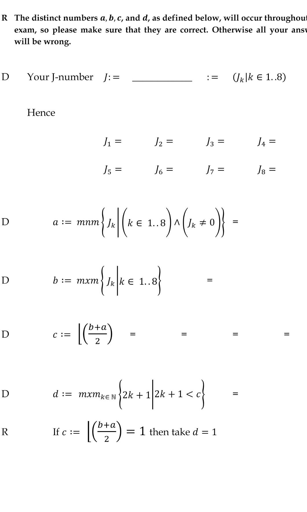 R The distinct numbers a,b,c, and d, as defined | Chegg.com