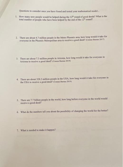 Solved "Pay it Forward" Exponential Growth Activity (Learn | Chegg.com