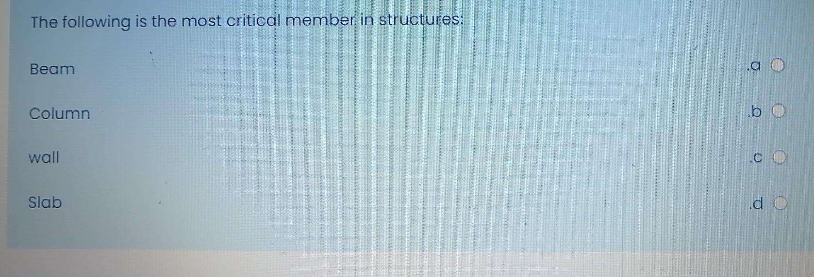 Solved The following is the most critical member in | Chegg.com